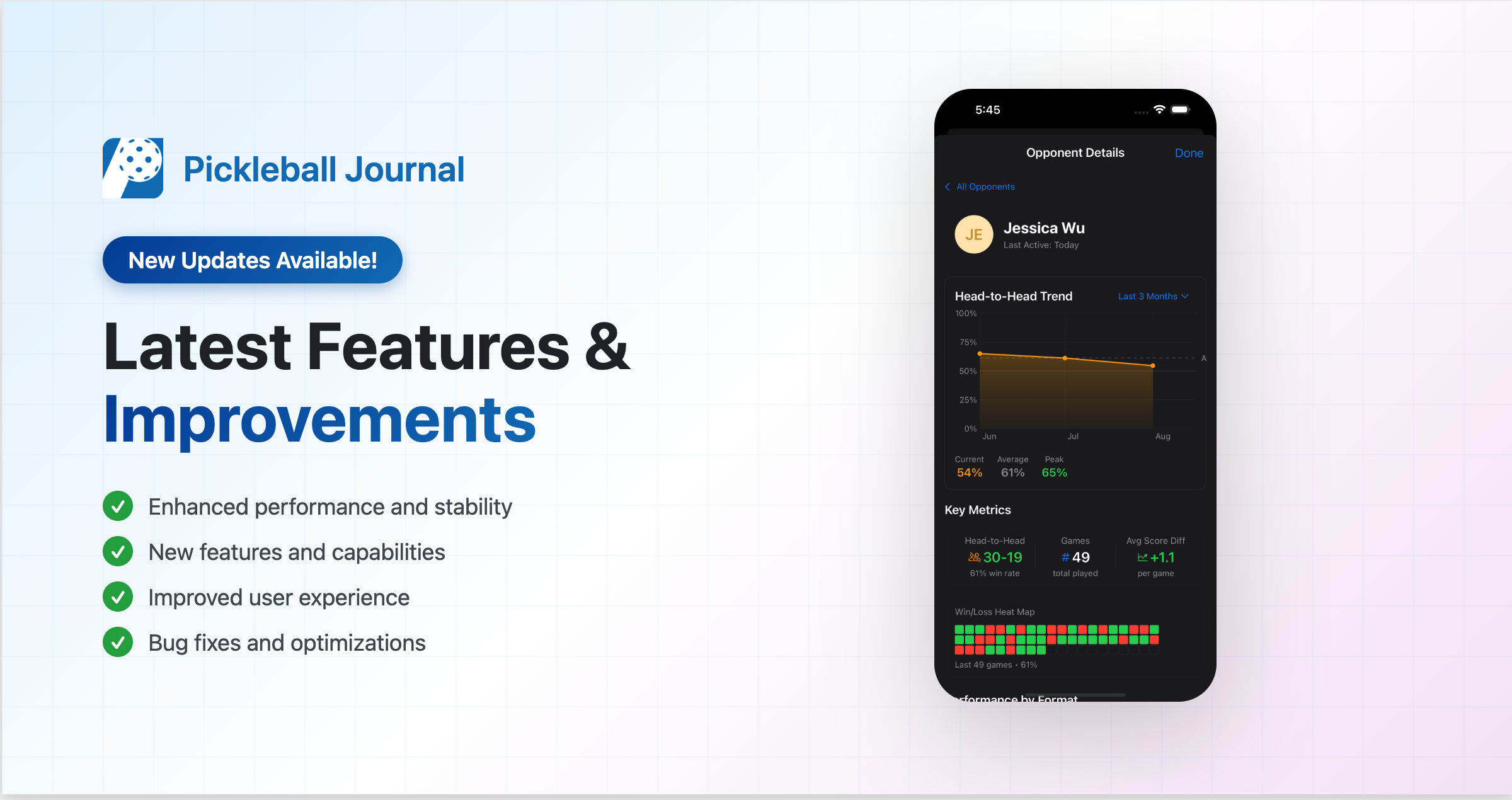 App Updates - Pickleball Journal